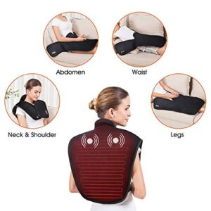 Heating Pad for Neck and Shoulders,Weighted Wearable Wrap Around Heating Pads with Massager,Electric Heat Pads for Neck Back Shoulder Pain Relief,2 Heat Levels & 5 Massage Nodes,Auto Shut Off,Portable