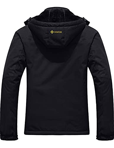 GEMYSE Men's Mountain Waterproof Ski Snow Jacket Winter Windproof Rain Jacket (Black,X-Large)