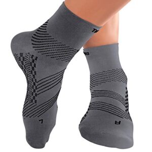 techware pro plantar fasciitis socks - ankle compression socks men & women. arch, ankle & foot support socks. (gray med)