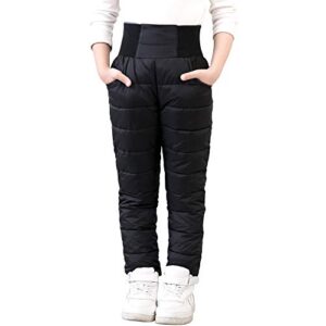 ugrevz girls boys snow pants 2-9 years old thick winter warm pants girl activewear clothes(a0001black-8)