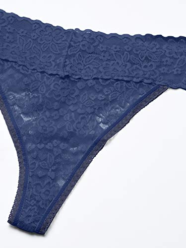 Ahh By Rhonda Shear womens Lace Thong Underwear, Navy, 2X-3X US