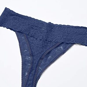 Ahh By Rhonda Shear womens Lace Thong Underwear, Navy, 2X-3X US