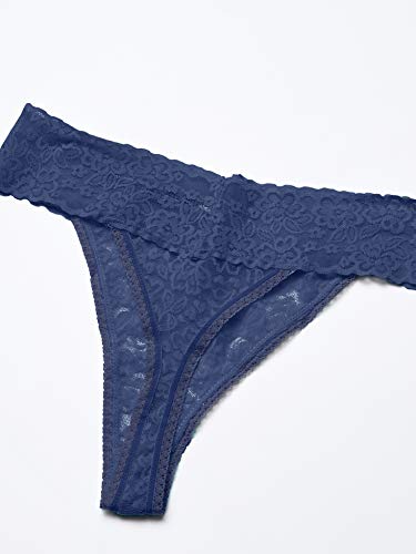 Ahh By Rhonda Shear womens Lace Thong Underwear, Navy, 2X-3X US