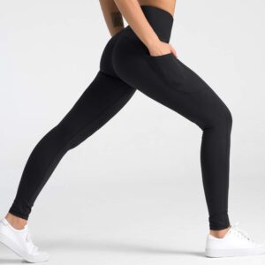 Dragon Fit High Waist Yoga Leggings with 3 Pockets,Tummy Control Workout Running 4 Way Stretch Yoga Pants Black, M