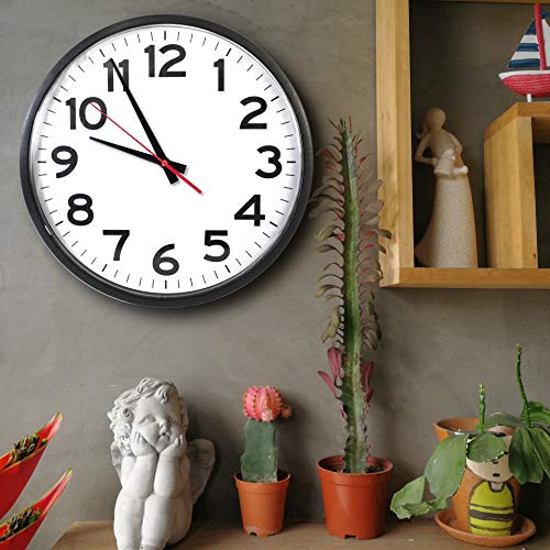 The Ultimate Wall Clock - 14" Atomic, Black, Easy to Read, Perfect for Home, Office, School, Indoor / Outdoor