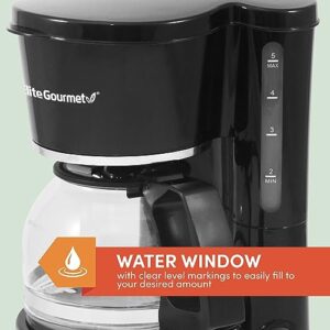 Elite Gourmet EHC-5055 Automatic Brew & Drip Coffee Maker with Pause N Serve Reusable Filter, On/Off Switch, Water Level Indicator, Black