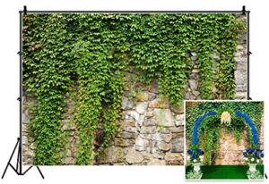 leyiyi 10x8ft spring garden leaves backdrop gardening plants grunge stone wall greenery banner vane branch cover vintage architecture photo background wedding kids birthday photo studio vinyl prop