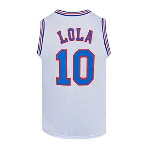 mens basketball jerseys #10 lola space movie jersey shirts white/black (white, large)