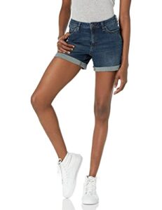 amazon essentials women's 4" denim short, dark denim, 14