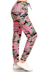 leggings depot jga-q654-n367-xl blush hue camouflage print jogger pants w/pockets, x-large