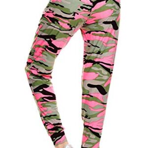 Leggings Depot JGA-Q654-N367-XL Blush Hue Camouflage Print Jogger Pants w/Pockets, X-Large