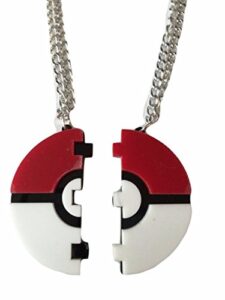 new horizons production pokeball split best friends pendant necklace set