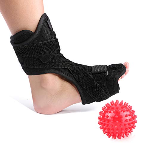 Foot BraceFoot Drop Night Splint Orthotics Fracture Sprain Injury Support Wrap Breathable Ankle Brace with Masssage Ball