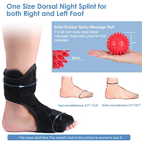 Foot BraceFoot Drop Night Splint Orthotics Fracture Sprain Injury Support Wrap Breathable Ankle Brace with Masssage Ball