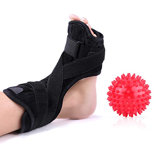 Foot BraceFoot Drop Night Splint Orthotics Fracture Sprain Injury Support Wrap Breathable Ankle Brace with Masssage Ball