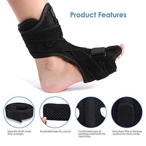 Foot BraceFoot Drop Night Splint Orthotics Fracture Sprain Injury Support Wrap Breathable Ankle Brace with Masssage Ball