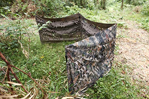 Auscamotek Ground Blind 5×10 Feet for Deer Hunting Turkey Blinds Camouflage Pattern Height Adjustable -Woodland Brown Leaf