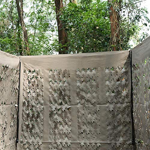 Auscamotek Ground Blind 5×10 Feet for Deer Hunting Turkey Blinds Camouflage Pattern Height Adjustable -Woodland Brown Leaf