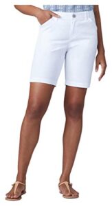 lee women's regular fit chino bermuda short, white, 12