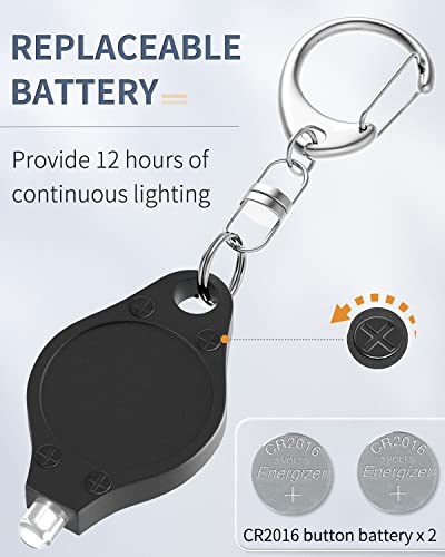 Uniclife 5 Pack Mini LED Keychain Flashlight 12 Lumen Portable Ultra Bright Battery Powered Black Torch with Spring Carabiner for Outdoor Camping Hiking and Emergency Lighting (Batteries Included)