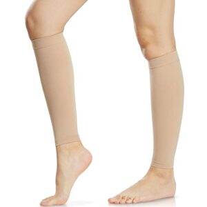 ailaka 1 pair compression calf sleeves for women & men, 20-30 mmhg graduated support footless compression socks for varicose veins, shin splints, edema, recovery, maternity, running, travel