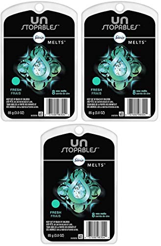 Febreze Unstopables Premium Wax Melts - Fresh Scent - 8 Count Wax Melts Per Package - Net Wt. 3 OZ (85 g) Per Package - Pack of 3 Packages