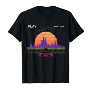 cyberpunk outrun synthwave sunset fast car aesthetic t shirt