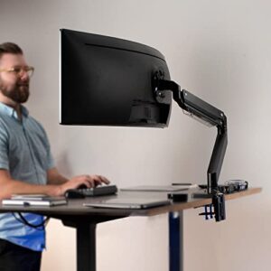 VIVO Premium Aluminum Heavy Duty Monitor Arm for Ultrawide Monitors up to 49 inches and 33 lbs, Single Desk Mount Stand, Pneumatic Height, Max VESA 100x100, Black, STAND-V101G1