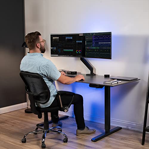 VIVO Premium Aluminum Heavy Duty Monitor Arm for Ultrawide Monitors up to 49 inches and 33 lbs, Single Desk Mount Stand, Pneumatic Height, Max VESA 100x100, Black, STAND-V101G1