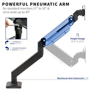 VIVO Premium Aluminum Heavy Duty Monitor Arm for Ultrawide Monitors up to 49 inches and 33 lbs, Single Desk Mount Stand, Pneumatic Height, Max VESA 100x100, Black, STAND-V101G1