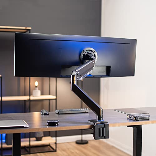 VIVO Premium Aluminum Heavy Duty Monitor Arm for Ultrawide Monitors up to 49 inches and 33 lbs, Single Desk Mount Stand, Pneumatic Height, Max VESA 100x100, Black, STAND-V101G1