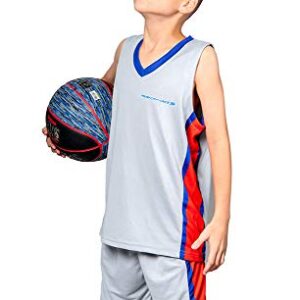 PAIRFORMANCE Boys Basketball Jerseys Shirt Sports Shirts and Athletic Shorts Set for Youth Kids Age 6-12 Team Uniforms -Bask-Grey-M