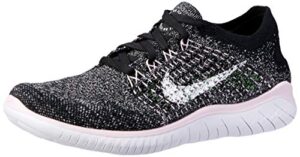 nike women's free rn flyknit 2018 running athletic black / white upper, black/pink foam/white, 10.5