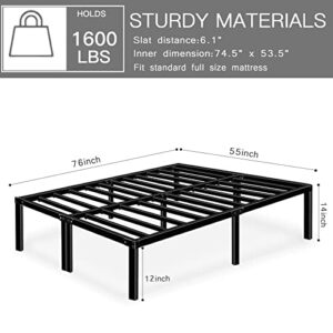 HAAGEEP Metal Platform Bed Frame Full with Storage 14 Inch Heavy Duty Beds Steel Slat Frames Standard Size, AF