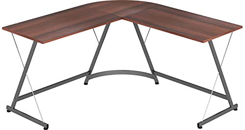 SHW Corner Home Office Desk, Walnut