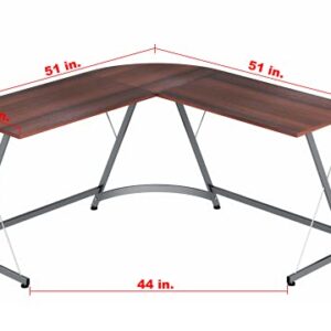 SHW Corner Home Office Desk, Walnut