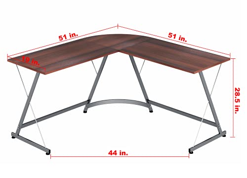 SHW Corner Home Office Desk, Walnut