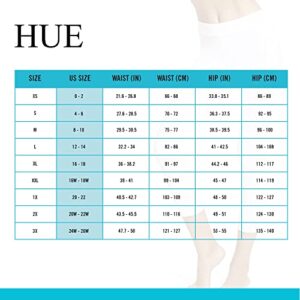 HUE Women's Wide Waistband Blackout Cotton Capri Leggings, Assorted, White, L