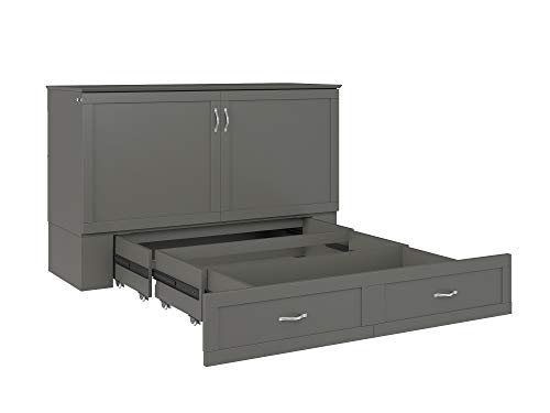 AFI Hamilton Murphy Bed Chest with Charging Station & Mattress Queen Grey