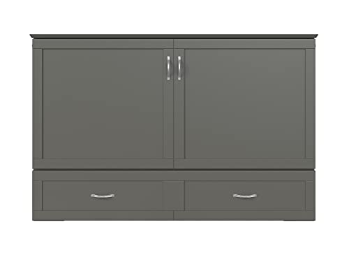 AFI Hamilton Murphy Bed Chest with Charging Station & Mattress Queen Grey