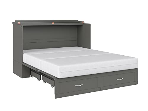 AFI Hamilton Murphy Bed Chest with Charging Station & Mattress Queen Grey