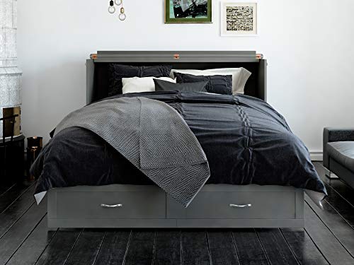 AFI Hamilton Murphy Bed Chest with Charging Station & Mattress Queen Grey