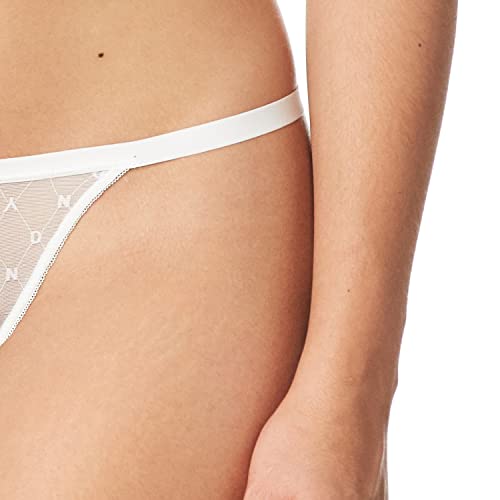 DKNY Women's Monogram Mesh Thong, Poplin White, Medium