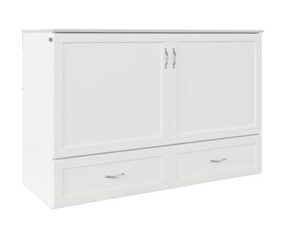 afi hamilton murphy bed chest with charging station, queen, white