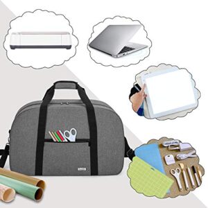 LUXJA Carrying Bag Compatible with Cricut Machine, Laptop, Bright Pad, Cutting Mat and Other Accessories, Storage Bag Compatible with Cricut Explore Air (Air2) and Maker (Bag Only), Gray