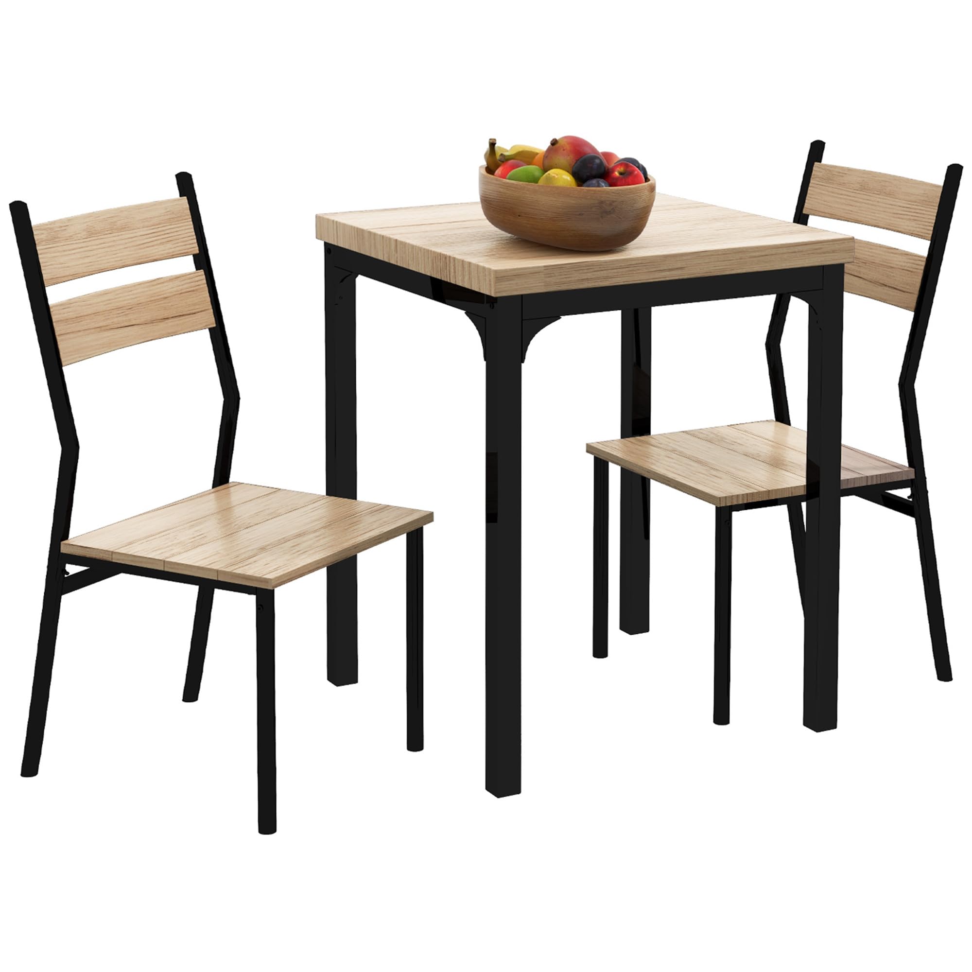 HOMCOM 3 Piece Dining Table Set for 2, Modern Kitchen Table and Chairs, Dining Room Set for Breakfast Nook, Small Space, Apartment, Space Saving