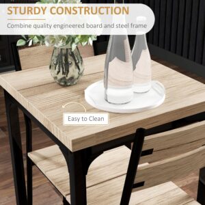 HOMCOM 3 Piece Dining Table Set for 2, Modern Kitchen Table and Chairs, Dining Room Set for Breakfast Nook, Small Space, Apartment, Space Saving