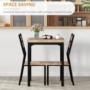 HOMCOM 3 Piece Dining Table Set for 2, Modern Kitchen Table and Chairs, Dining Room Set for Breakfast Nook, Small Space, Apartment, Space Saving