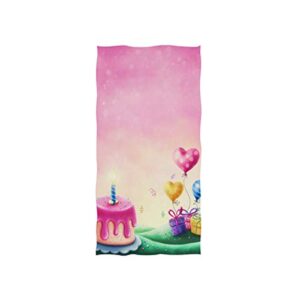 alaza microfiber gym towel sweet birthday cake, fast drying sports fitness sweat facial washcloth 15 x 30 inch