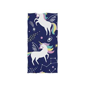 alaza microfiber gym towel cute unicorn, fast drying sports fitness sweat facial washcloth 15 x 30 inch